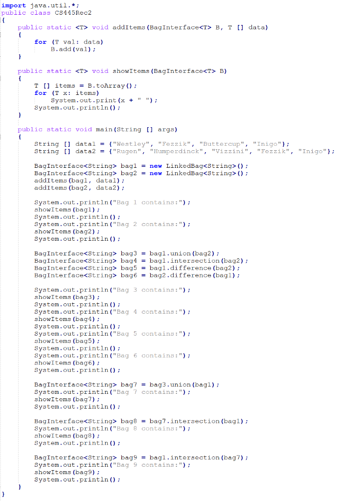 Solved Your task is to implement the three new methods in | Chegg.com