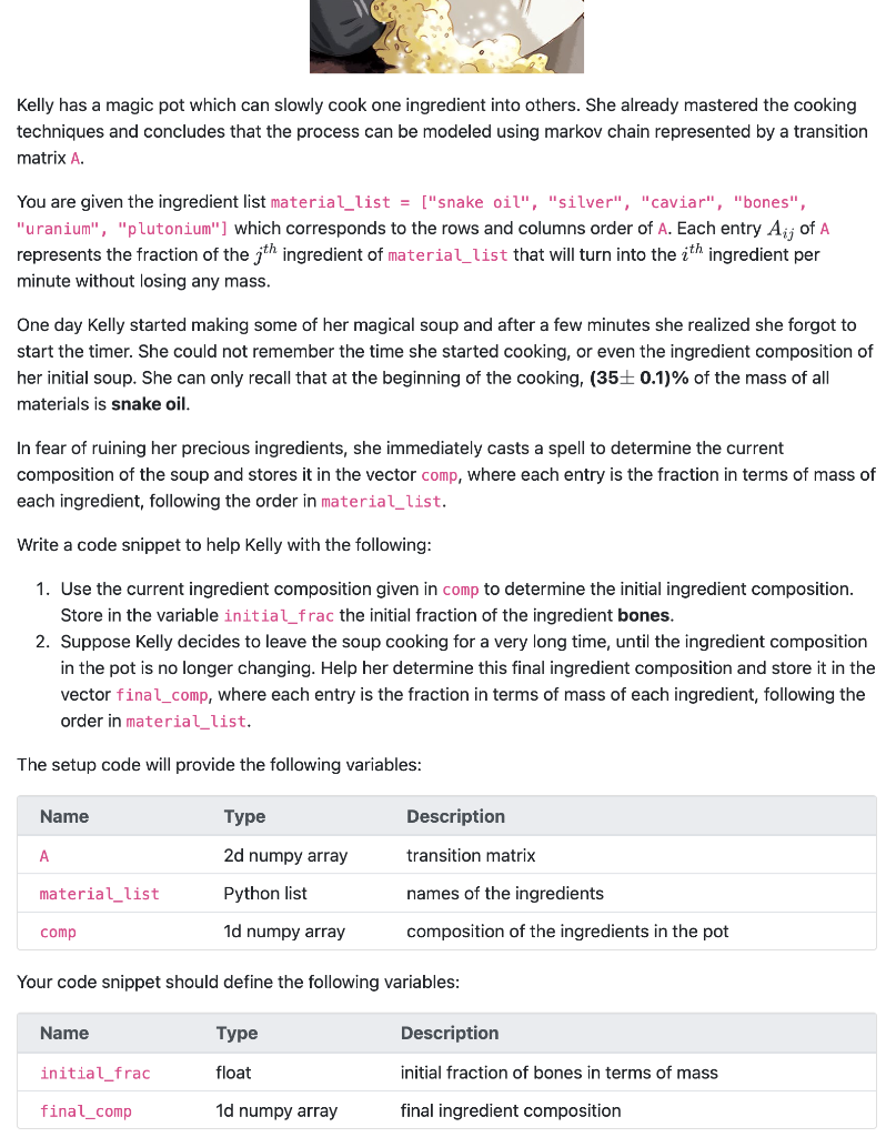 Solved Kelly has a magic pot which can slowly cook one | Chegg.com