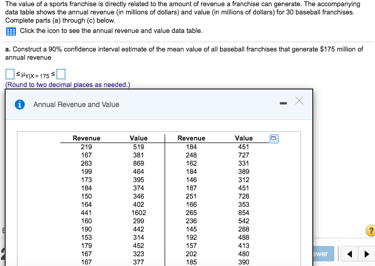 Solved b. Construct a 90% prediction interval of the value | Chegg.com