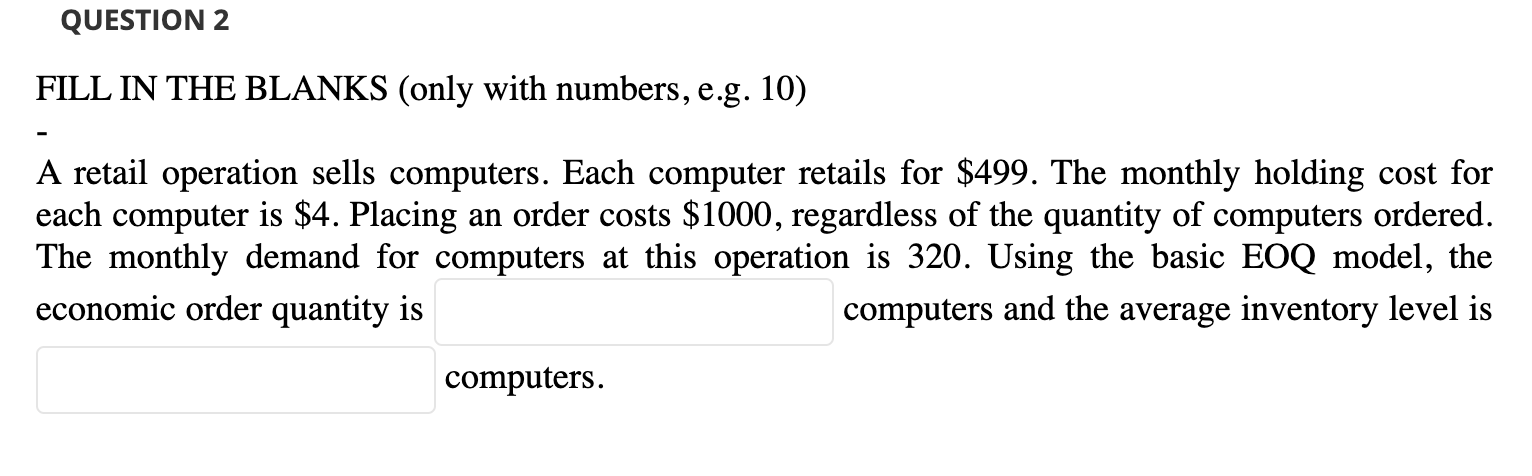 Solved A retail operation sells computers. Each computer | Chegg.com