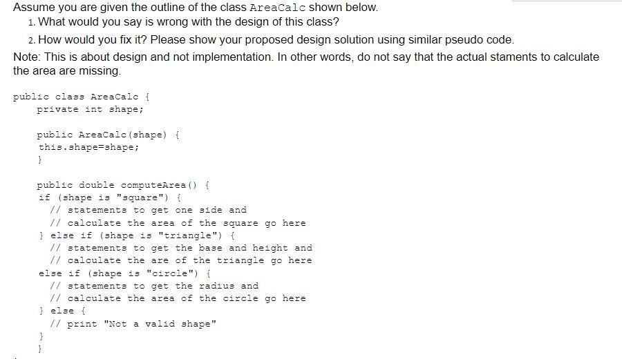 Solved Assume you are given the outline of the class | Chegg.com