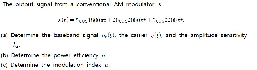 Solved The Output Signal From A Conventional Am Modulator Is