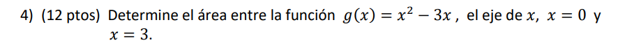 Solved 4) (12 ptos) Determine el área entre la función | Chegg.com Solved 4) (12 ptos) Determine el área entre la función | Chegg.com