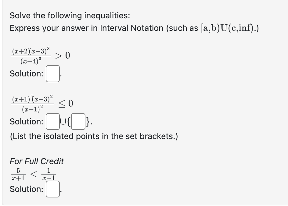 Solved Solve the following inequalities: Express your answer | Chegg.com