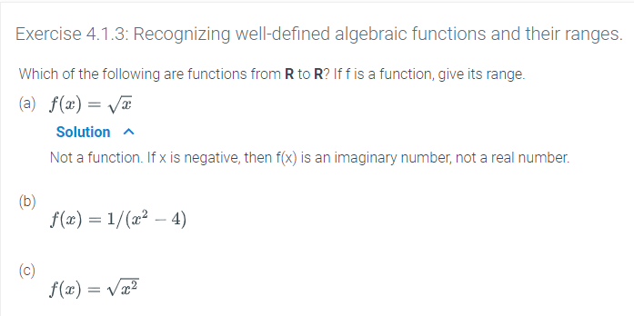Solved Exercise 4.1.3: Recognizing well-defined algebraic | Chegg.com