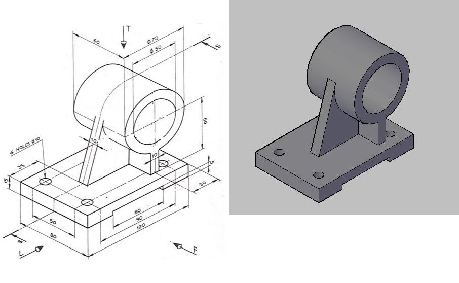 Solved For the given model draw Front, Top and left side | Chegg.com