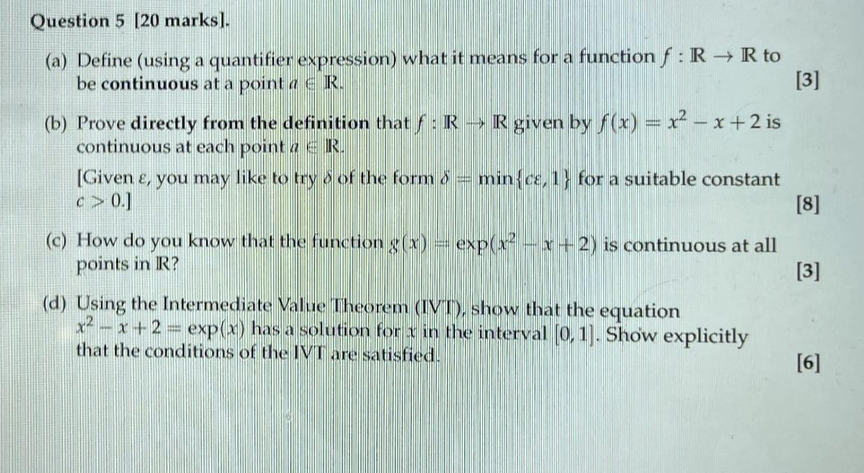 Solved [3] Question 5 [20 marks). (a) Define (using a | Chegg.com