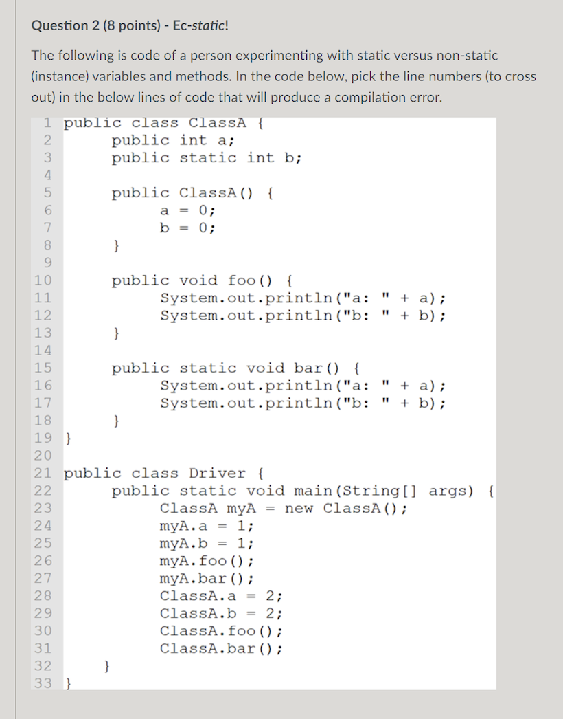 Solved Question 2 (8 points) - Ec-static! The following is | Chegg.com