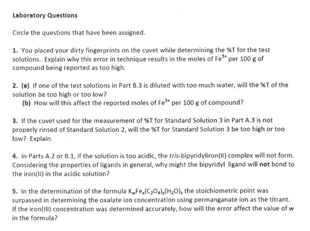 Solved Laboratory Questions Circle the questions that have | Chegg.com