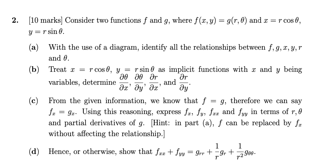 Solved [10 marks] Consider two functions f and g, where | Chegg.com