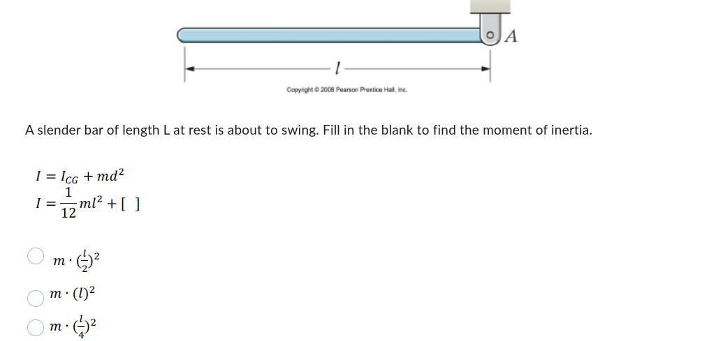 Solved A slender bar of length L at rest is about to swing. | Chegg.com