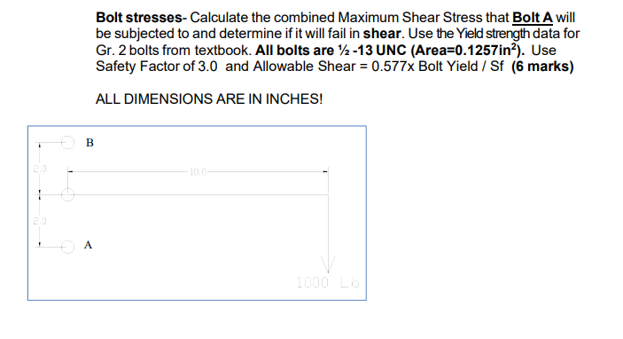 Solved Bolt stresses- Calculate the combined Maximum Shear | Chegg.com