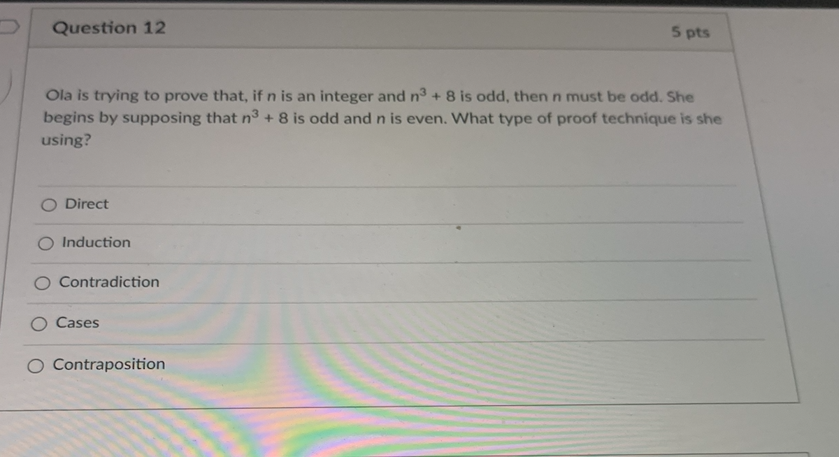 Solved Question 12 5 pts Ola is trying to prove that, if n | Chegg.com