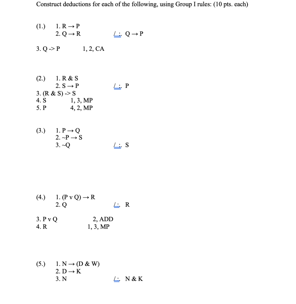 Solved Construct deductions for each of the following, using | Chegg.com