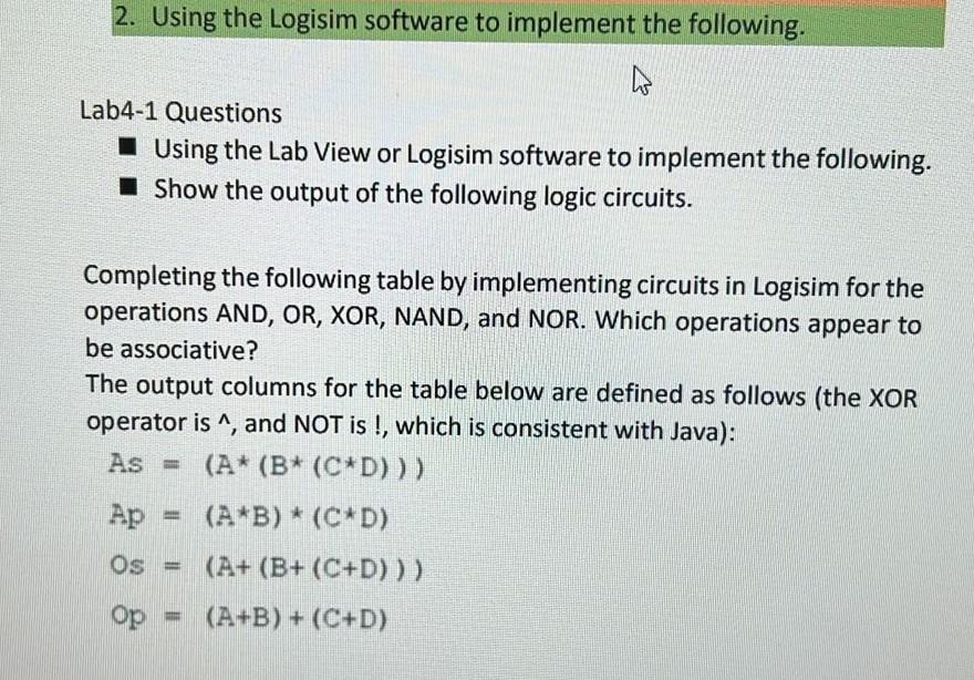 2. Using the Logisim software to implement the | Chegg.com