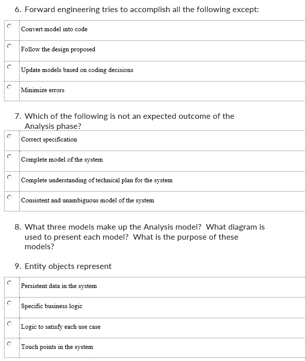 Solved O 6. Forward engineering tries to accomplish all the | Chegg.com