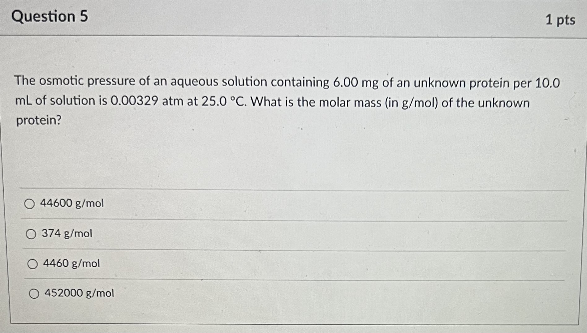 Solved The osmotic pressure of an aqueous solution | Chegg.com
