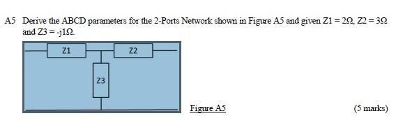 Solved A5 Derive the ABCD parameters for the 2-Ports Network | Chegg.com