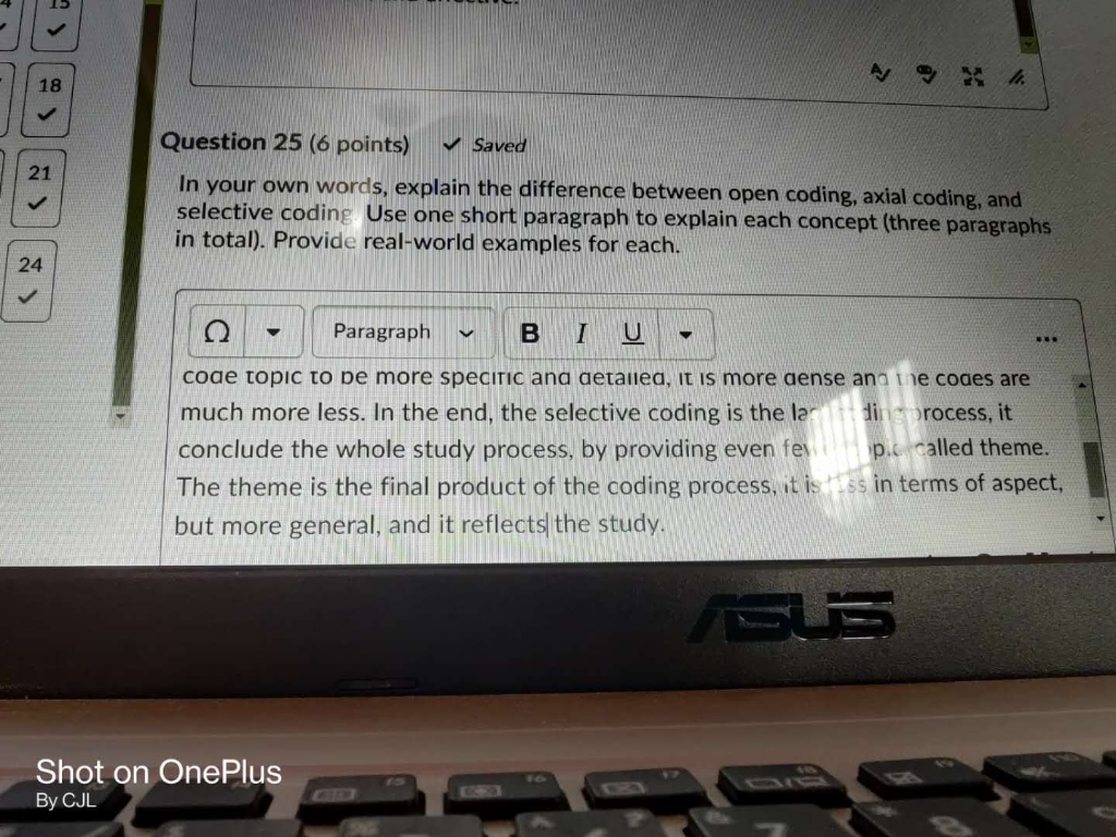 Solved 18 > Question 25 (6 points) Saved 21 In your own | Chegg.com