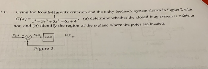 Solved 13. Using the Routh-Hurwitz criterion and the unity | Chegg.com