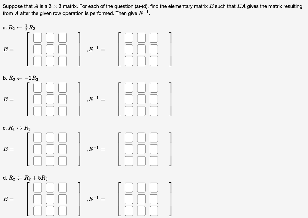 Solved Suppose that A is a 3×3 matrix. For each of the | Chegg.com