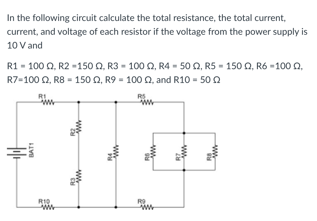Solved In the following circuit calculate the total | Chegg.com