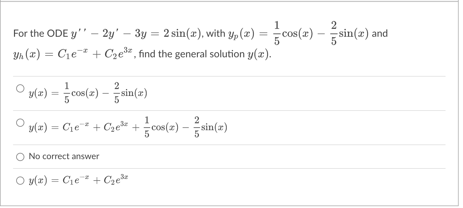 Solved = The general solution of a nonhomogeneous ODE y' + | Chegg.com