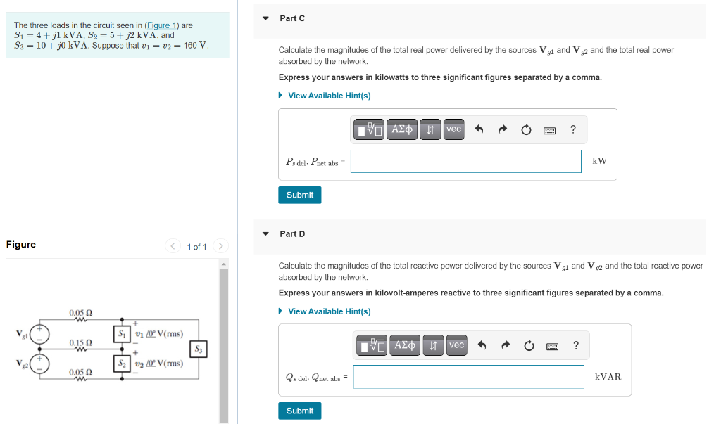 Solved Part A The three loads in the circuit seen in (Figure | Chegg.com