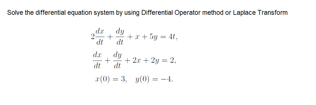 Solved Solve the differential equation system by using | Chegg.com