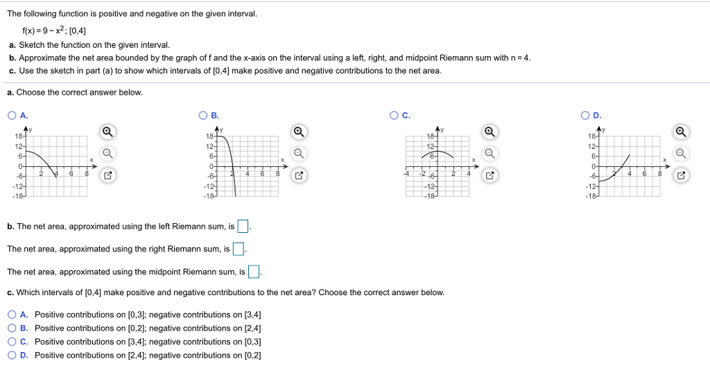 Solved The following function is positive and negative on | Chegg.com