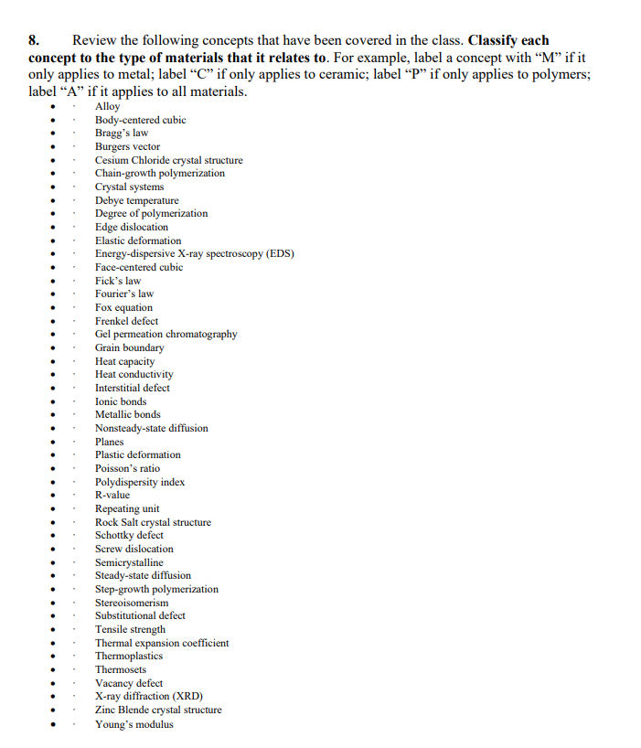 [Solved]: 8. Review the following concepts that have been