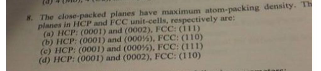 Solved s. The close-packed planes have maximum atom-packing | Chegg.com