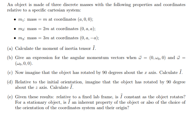 Solved An object is made of three discrete masses with the | Chegg.com