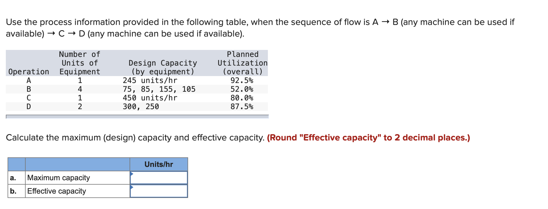 Solved Use the process information provided in the following | Chegg.com
