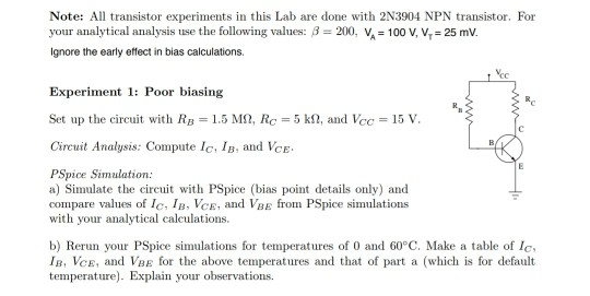 Solved Note: All transistor experiments in this Lab are done | Chegg.com