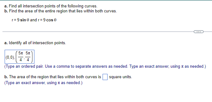 Solved a. Find all intersection points of the following | Chegg.com