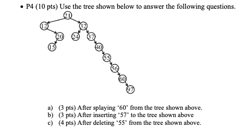 Solved •P4 (10 pts) Use the tree shown below to answer the | Chegg.com