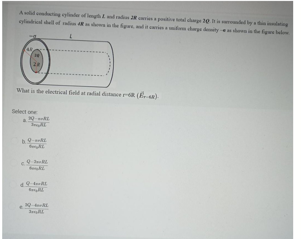 Solved A solid conducting cylinder of length L and radius 2R | Chegg.com