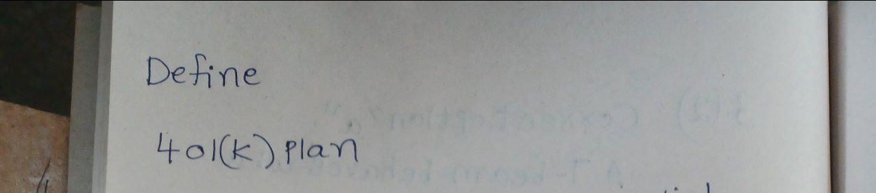 Solved Define 401(k) Plan | Chegg.com