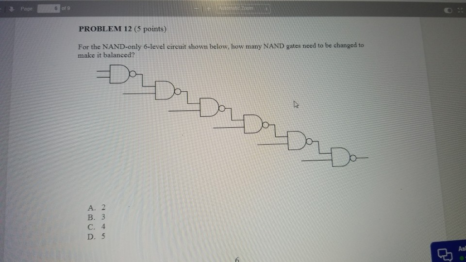 Solved Page of 9 PROBLEM 12 (5 points) For the NAND-only | Chegg.com