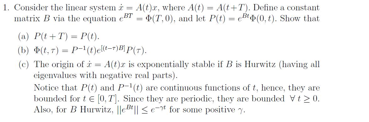 Consider the linear system x˙=A(t)x, where | Chegg.com