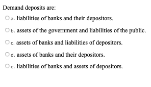 Solved Demand deposits are: a. liabilities of banks and | Chegg.com