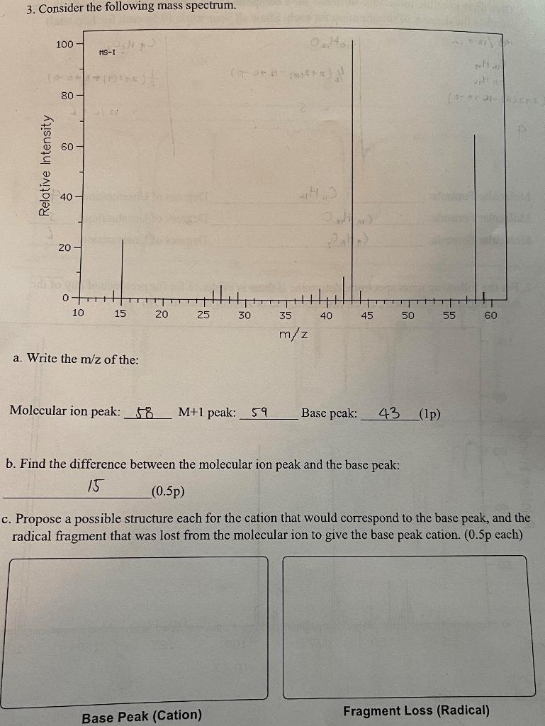 Solved 3. Consider the following mass spectrum. a. Write the | Chegg.com