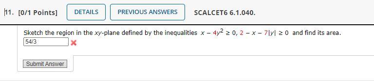 Solved 111. [0/1 Points] DETAILS PREVIOUS ANSWERS SCALCET6 | Chegg.com