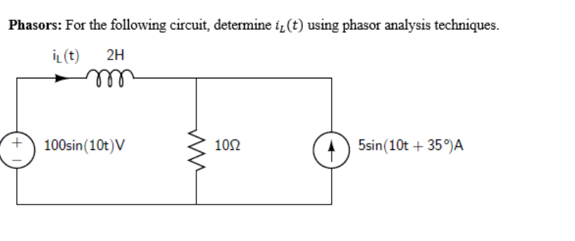 Solved Phasors: For the following circuit, determine iz(t) | Chegg.com
