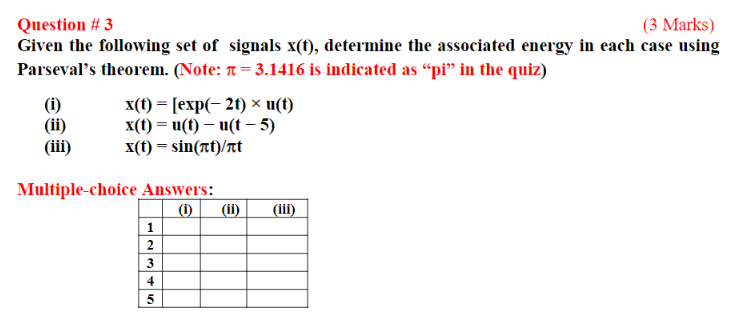 Solved Question #3 (3 Marks) Given the following set of | Chegg.com