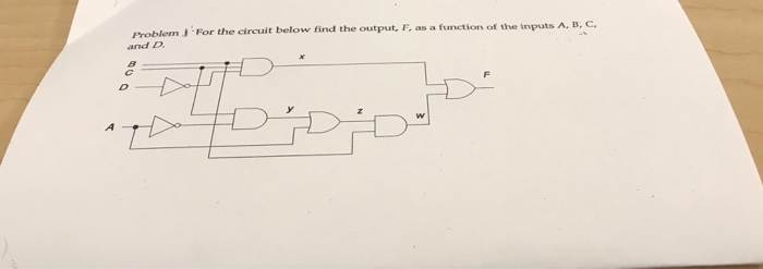 Solved Problem 'For the circuit below find the output, F, as | Chegg.com