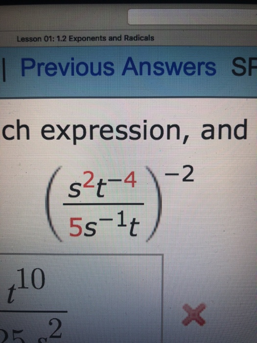 Solved Lesson 01: 1.2 Exponents and Radicals | Previous | Chegg.com