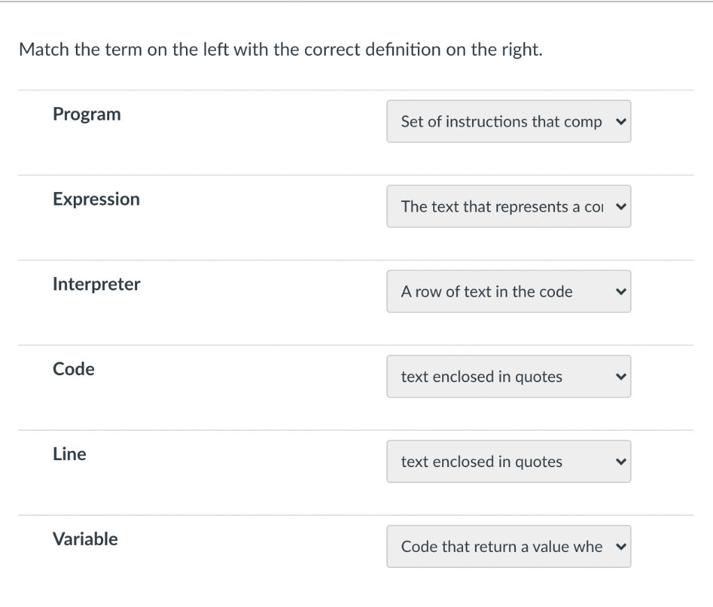 Match the term on the left with the correct | Chegg.com