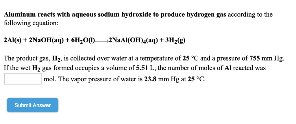 Solved Aluminum reacts with aqueous sodium hydroxide to | Chegg.com